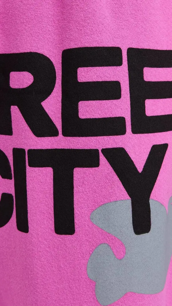 FREECITY Lightweight French Terry Sweatpants With Logo Print - Tokyo Pink/red