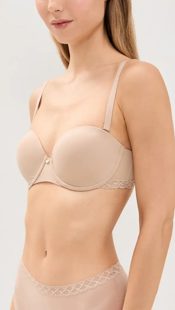 Natori Pure Luxe Strapless Contour Underwire Bra - Cafe