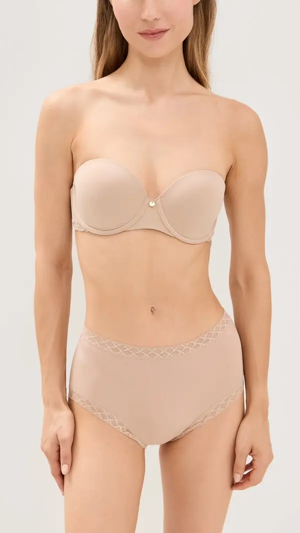 Natori Pure Luxe Strapless Contour Underwire Bra - Cafe