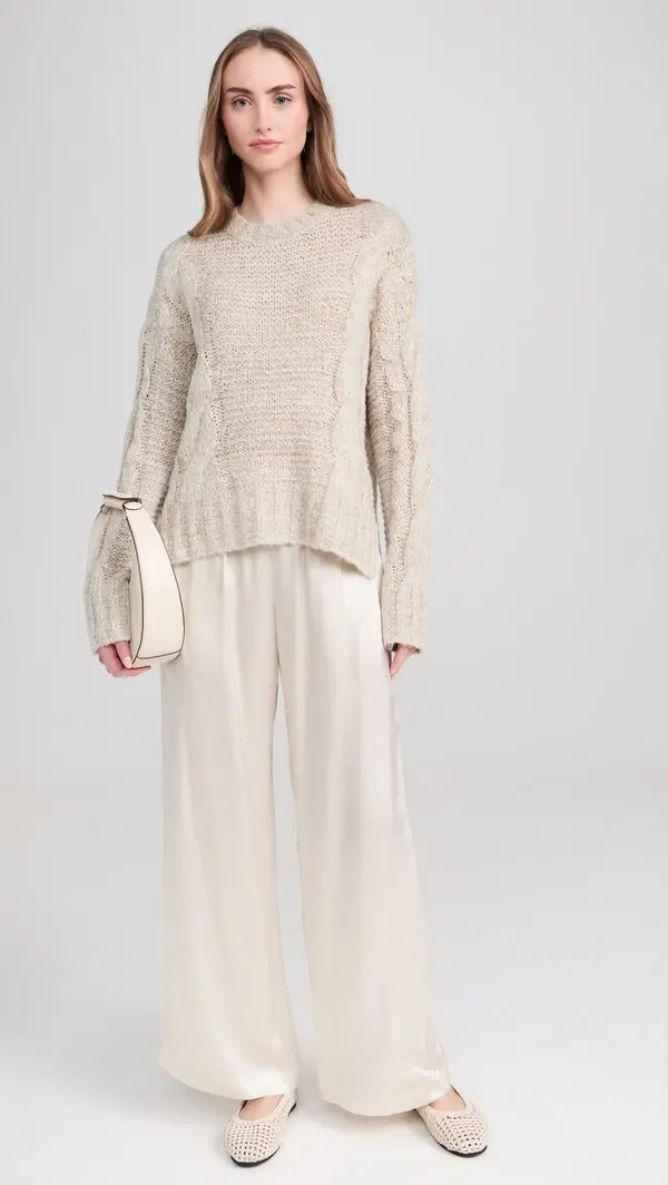 Splendid X Cella Jane Cable Knit Sweater In Toast Marl 40% Off