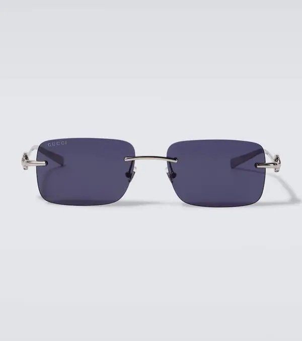 Gucci Horsebit Rectangular Sunglasses - Silver