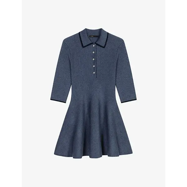 Maje Contrast-Trim Button-Down Mini Dress In Noir / Gris - 43% Off |  Editorialist