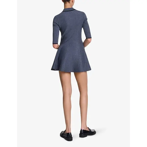 Maje Contrast-Trim Button-Down Mini Dress In Noir / Gris - 43% Off |  Editorialist