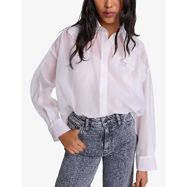 maje organza shirt dress Maje Rose Pale Organza Belted Mini Shirt Dress S Maje