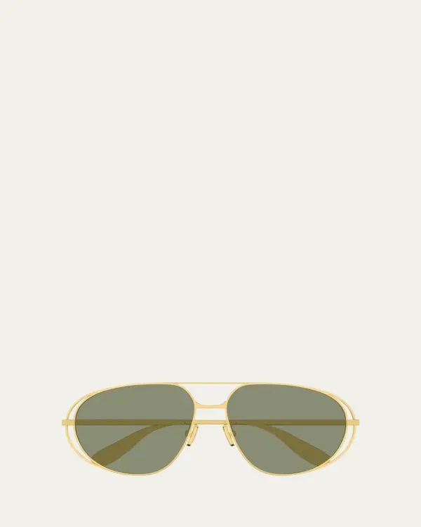 Bottega Veneta Cutout Aviator Sunglasses - Shiny Gold Btv