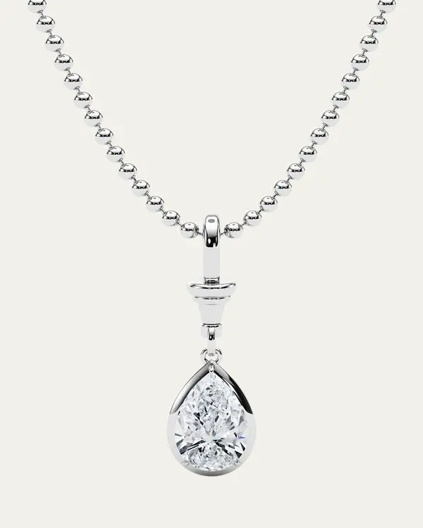 HAUTECARAT 18k Gold 3.0tcw Lab Grown Diamond Pendant Necklace - White Gold