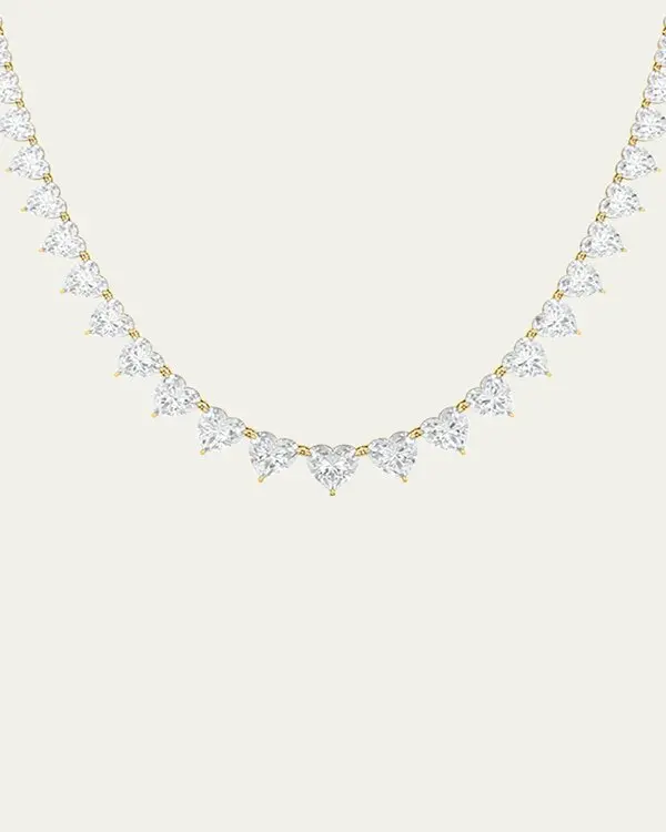 HAUTECARAT 18k Graduated Heart Shape Lab Grown Diamond Necklace - Gold
