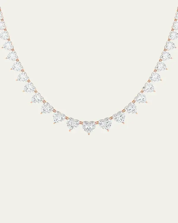 HAUTECARAT 18k Graduated Heart Shape Lab Grown Diamond Necklace - Rose Gold