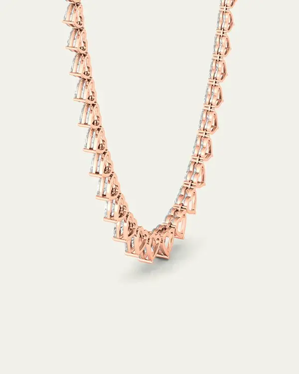 HAUTECARAT 18k Graduated Heart Shape Lab Grown Diamond Necklace - Rose Gold