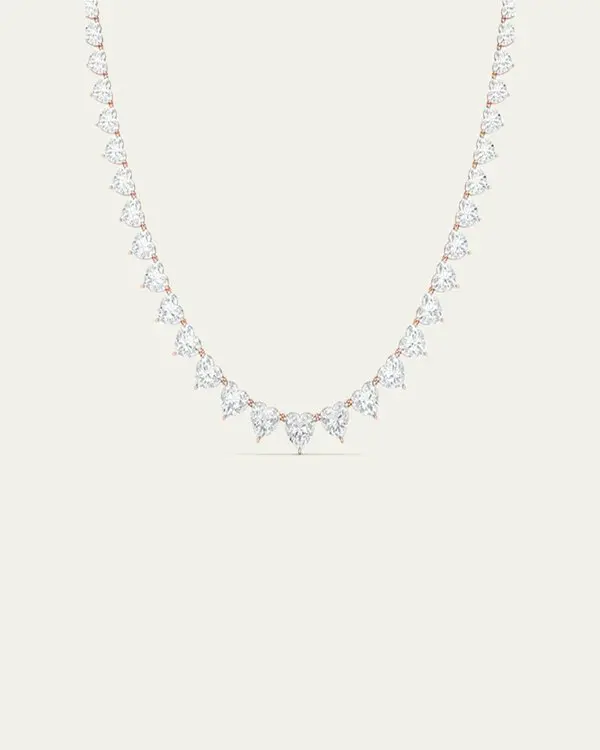HAUTECARAT 18k Graduated Heart Shape Lab Grown Diamond Necklace - Rose Gold