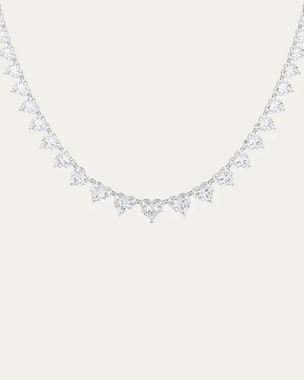 HAUTECARAT 18k Graduated Heart Shape Lab Grown Diamond Necklace - White Gold