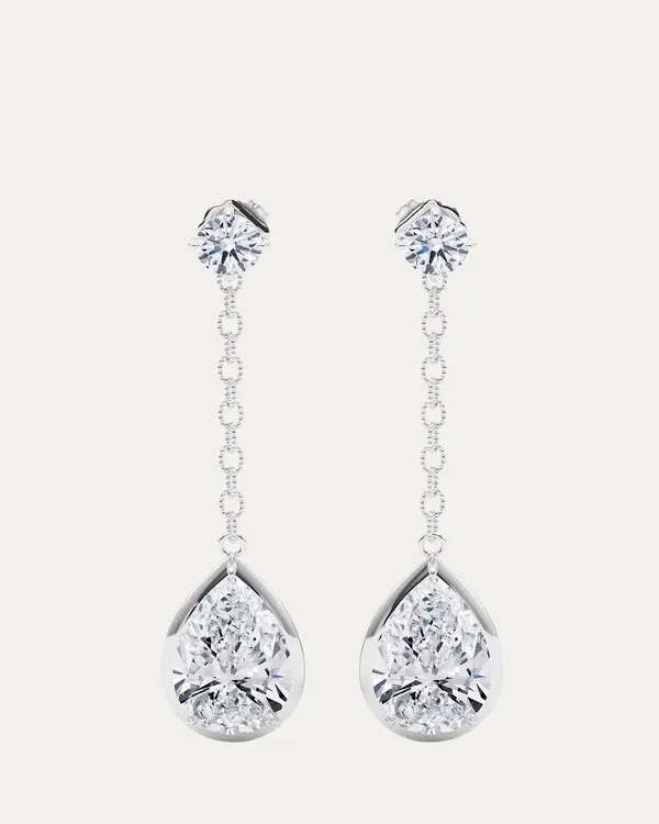 HAUTECARAT 18k Gold Link Chain Lab Grown Diamond Drop Earrings - White Gold