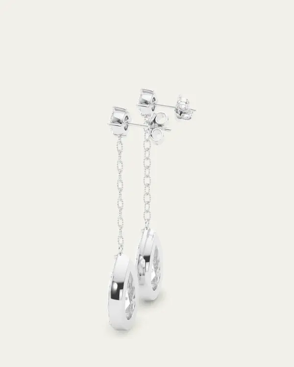 HAUTECARAT 18k Gold Link Chain Lab Grown Diamond Drop Earrings - White Gold