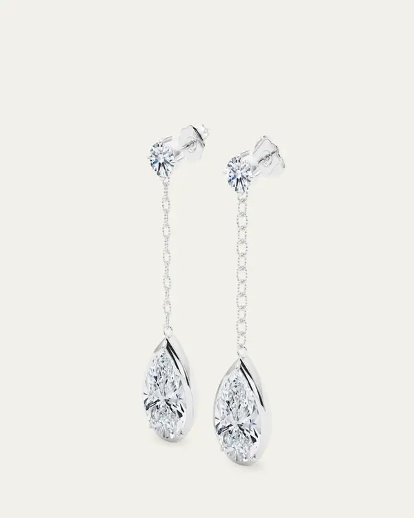 HAUTECARAT 18k Gold Link Chain Lab Grown Diamond Drop Earrings - White Gold