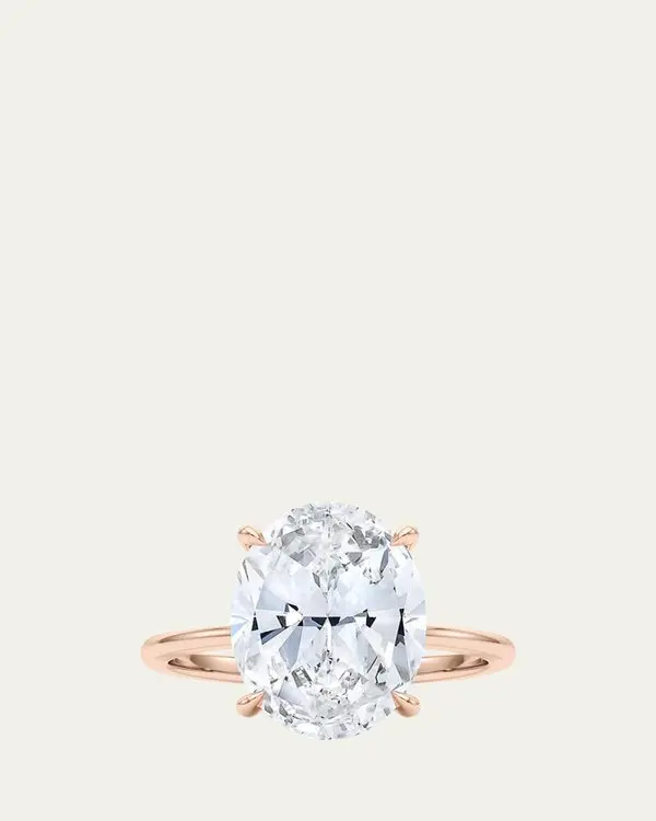 HAUTECARAT 18k Oval Cut Lab Grown Diamond Ring, 2.0tcw - Rose Gold