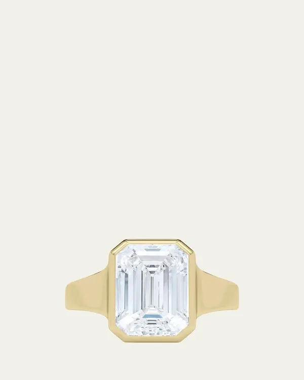 HAUTECARAT 18k Emerald Cut Lab Grown Diamond Ring, 2.0tcw - Gold