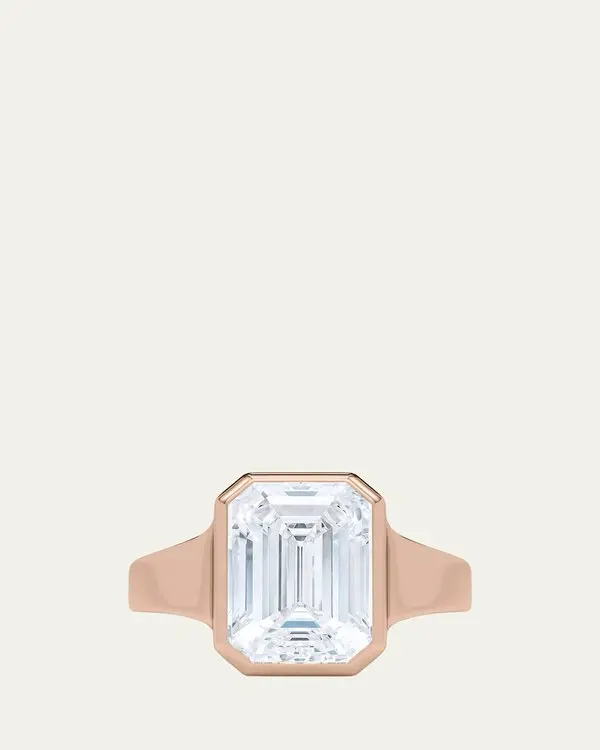 HAUTECARAT 18k Emerald Cut Lab Grown Diamond Ring, 2.0tcw - Rose Gold