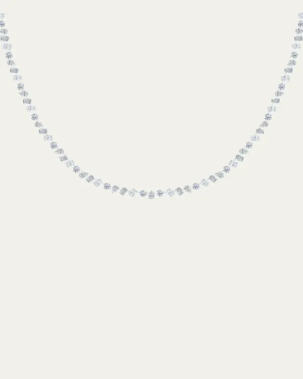 HAUTECARAT 18k Mixed Shape Lab Grown Diamond Necklace - White Gold
