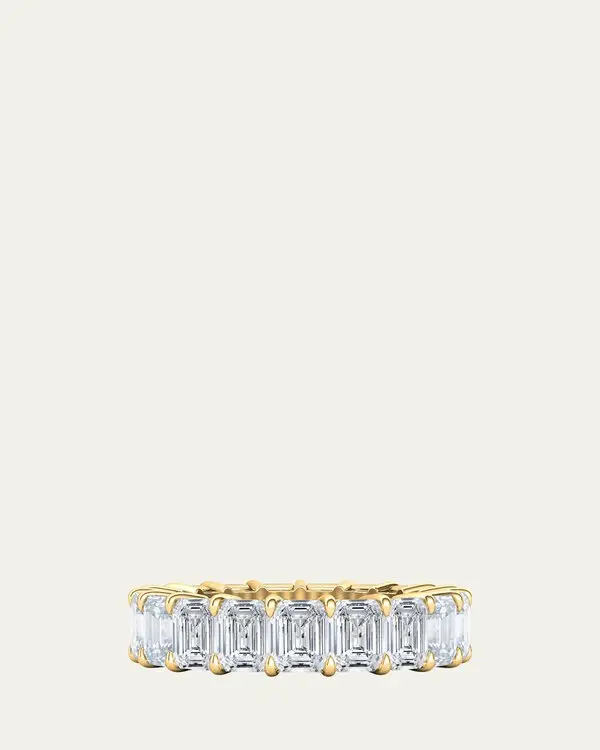 HAUTECARAT 18k Emerald Cut Lab Grown Diamond Eternity Ring - Gold