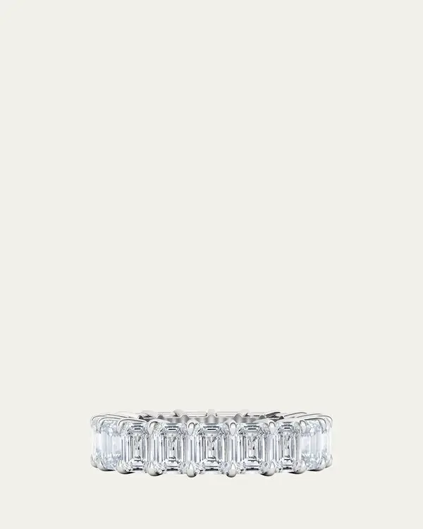 HAUTECARAT 18k Emerald Cut Lab Grown Diamond Eternity Ring - White Gold