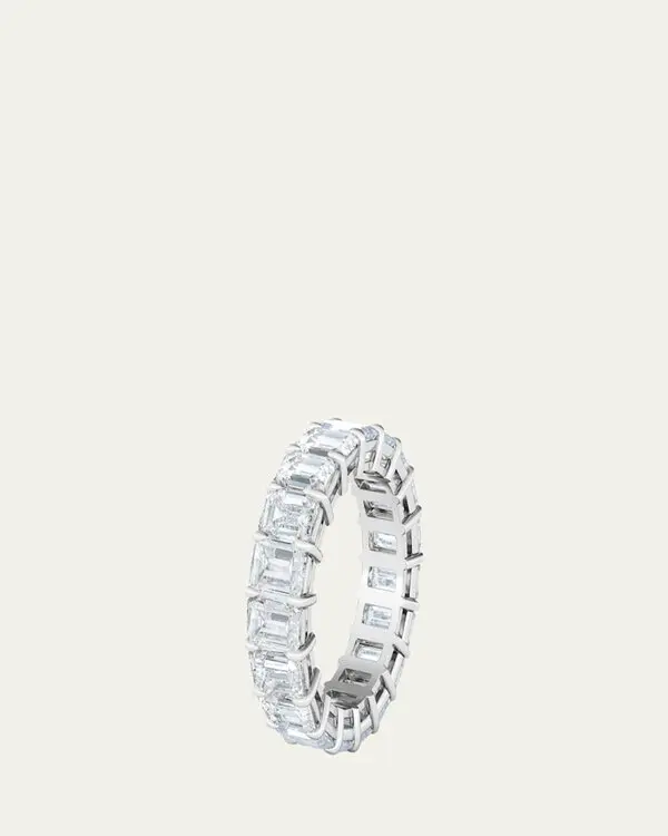 HAUTECARAT 18k Emerald Cut Lab Grown Diamond Eternity Ring - White Gold