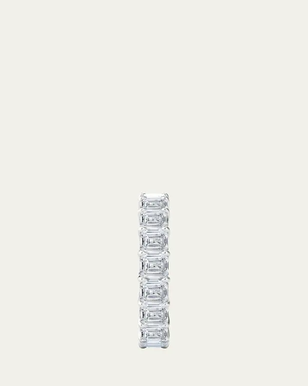 HAUTECARAT 18k Emerald Cut Lab Grown Diamond Eternity Ring - White Gold