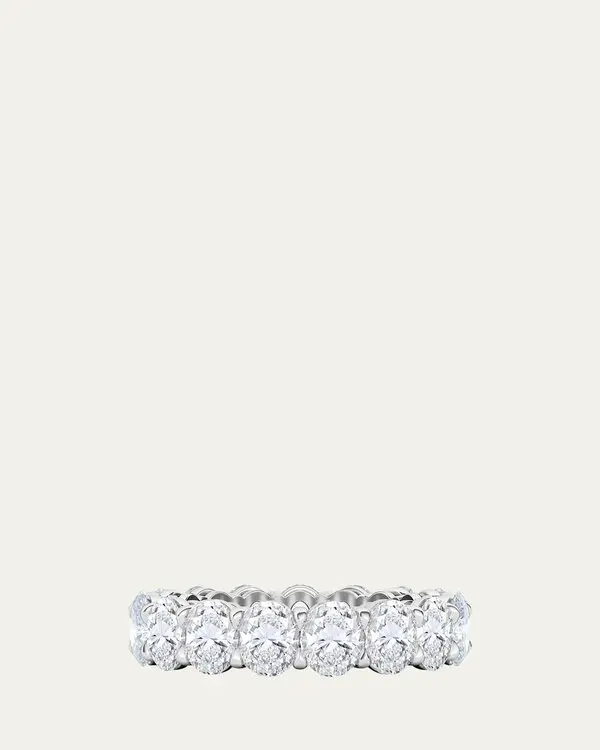 HAUTECARAT 18k 6.0tcw Oval Lab Grown Diamond Eternity Ring - White Gold