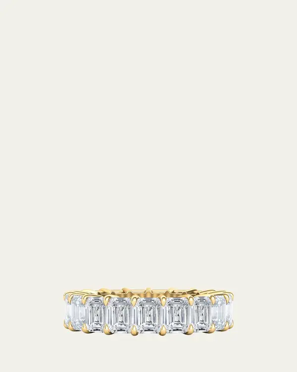 HAUTECARAT 18k Emerald Cut Lab Grown Diamond Eternity Band, 6.6tcw - Gold