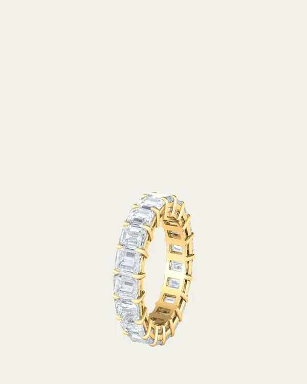 HAUTECARAT 18k Emerald Cut Lab Grown Diamond Eternity Band, 6.6tcw - Gold