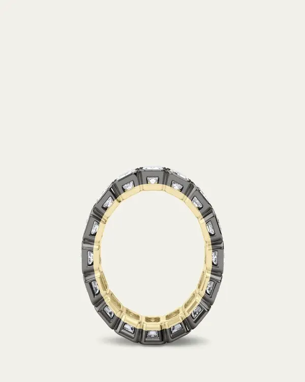 HAUTECARAT 18k Emerald Cut Lab Grown Diamond Eternity Ring - Black/yellow Gold