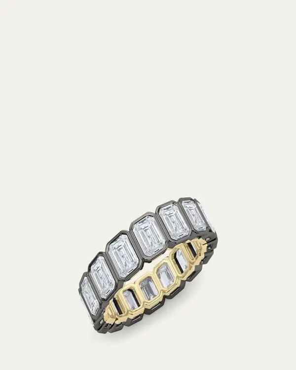 HAUTECARAT 18k Emerald Cut Lab Grown Diamond Eternity Ring - Black/yellow Gold