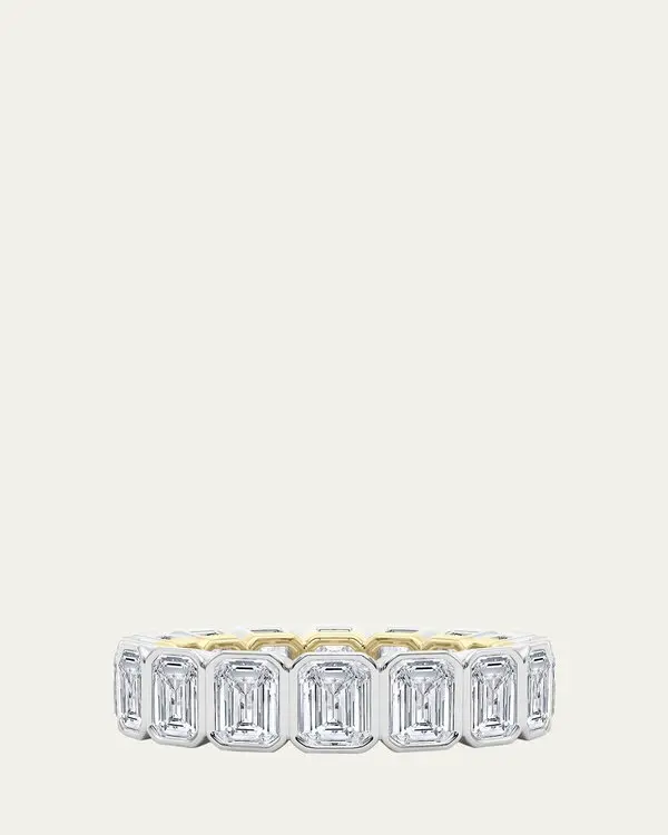 HAUTECARAT 18k Emerald Cut Lab Grown Diamond Eternity Ring - White/yellow Gold