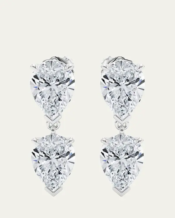 HAUTECARAT 18k Pear Lab Grown Diamond Earrings - White Gold