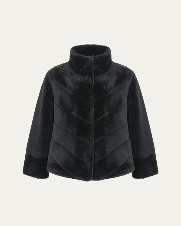 Gorski Reversible Chevron Merino Lamb Shearling Jacket