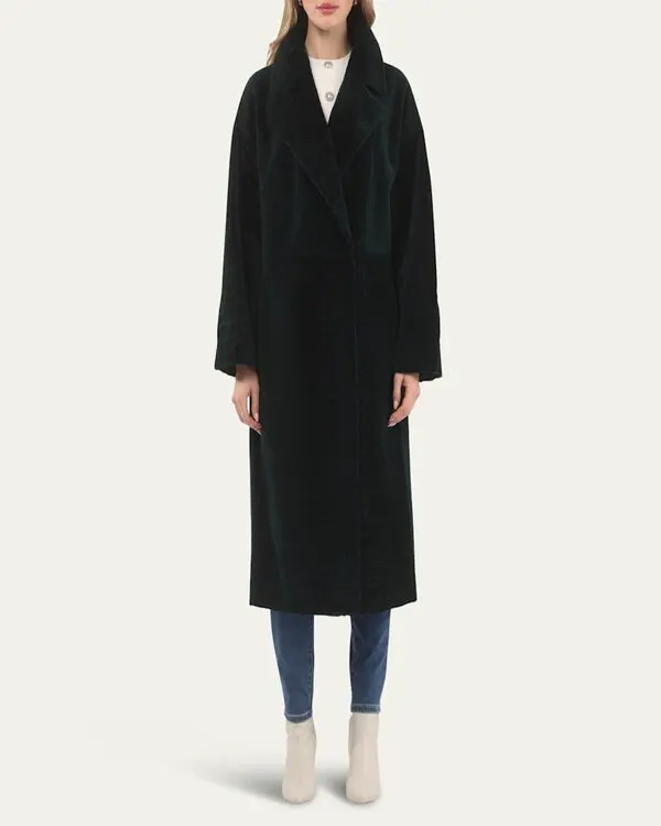 Gorski Reversible Textured Shearling Lamb Coat - Emerald/emerald