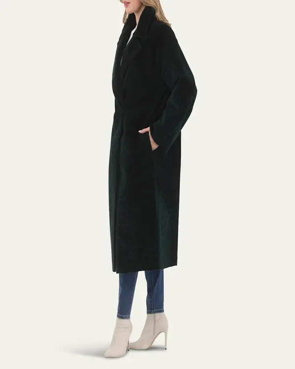 Gorski Reversible Textured Shearling Lamb Coat - Emerald/emerald