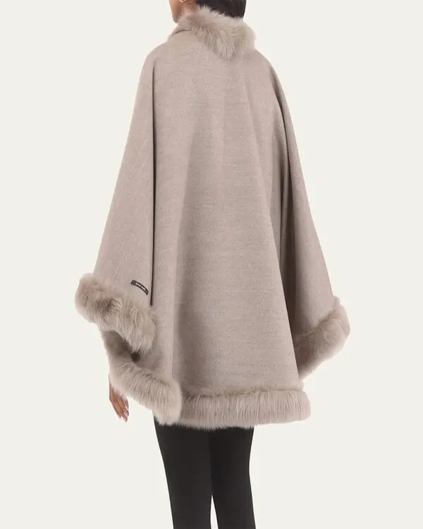 Gorski Wool And Cashmere Cape With Shearling Trim