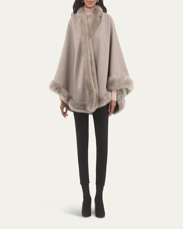Gorski Wool And Cashmere Cape With Shearling Trim