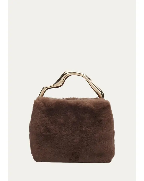 Cult Gaia Solene Mini Shearling Top-handle Bag