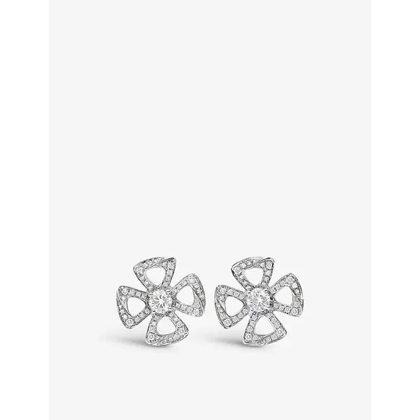 BVLGARI Fiorever Diamond Stud Earrings - White Gold