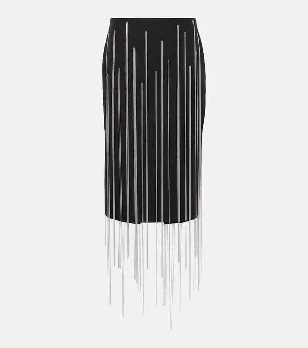 Victoria Beckham Chain-detail Midi Skirt - Black