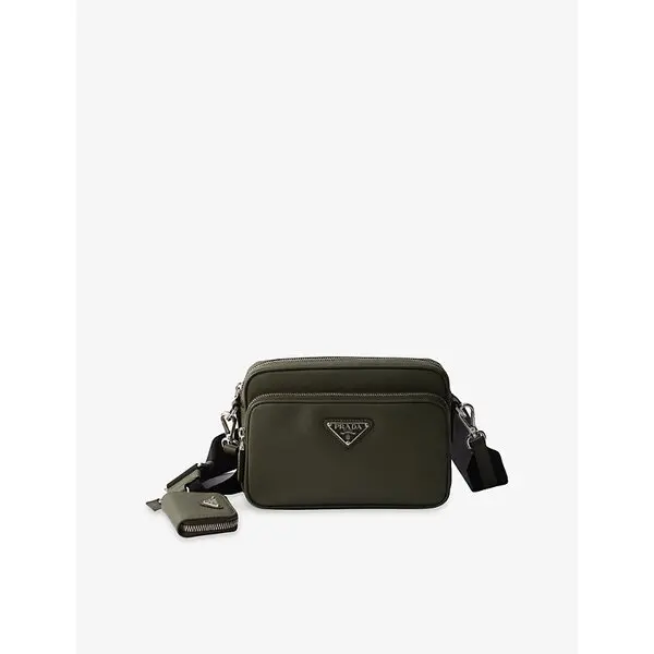 Prada Brand-plaque Saffiano Leather Shoulder Bag - Green