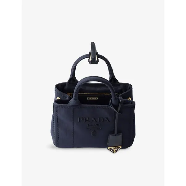 Prada Brand-plaque Saffiano Leather Shoulder Bag - Grey