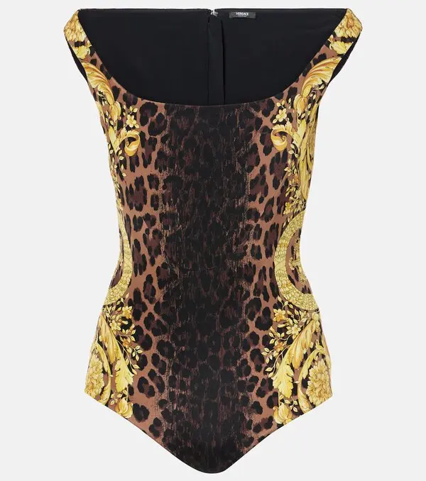 Versace Barocco Silk Bodysuit - Brown