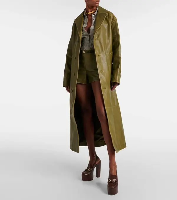 Gucci Long-sleeved Leather Coat