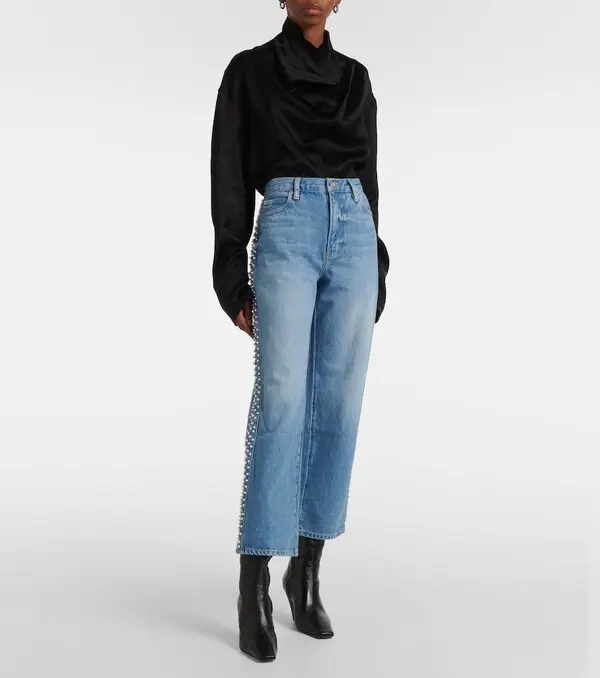 FRAME Le Jane Embellished Cropped Jeans