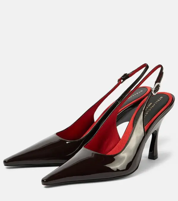 Stella McCartney Elsa Faux Leather Slingback Pumps - Brown