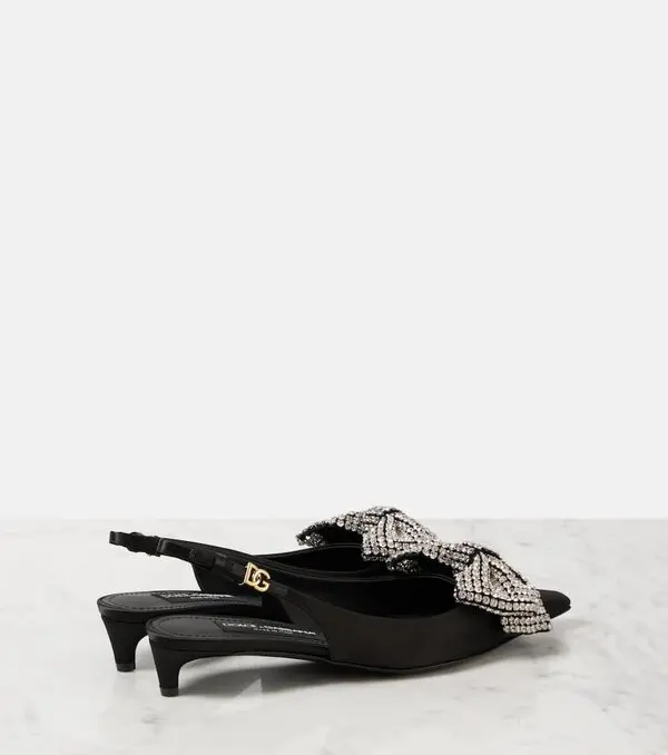 Dolce & Gabbana Embellished Satin Slingback Pumps