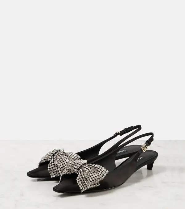 Dolce & Gabbana Embellished Satin Slingback Pumps