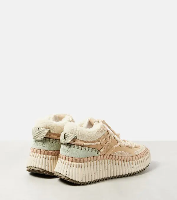 Chloé Nama Shearling-lined Suede Sneakers
